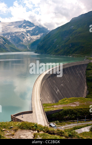 Concrete dam wall of Kaprun power plant (no people), Salzburg Alps ...