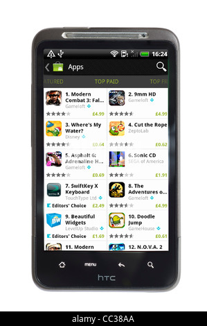 Apps on HTC Android phone Stock Photo - Alamy