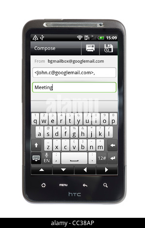 Composing a Gmail email on an HTC smartphone Stock Photo - Alamy