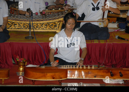 Thai children playing classical Thai music, lead by 3 young girls ...