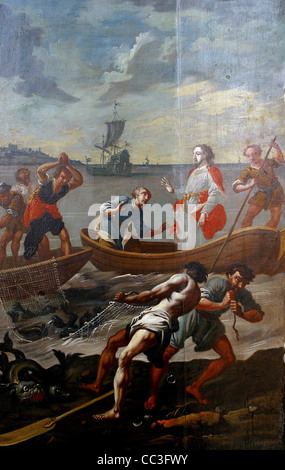 Jesus and the Miraculous Catch of Fish. Colored Illustration for The ...