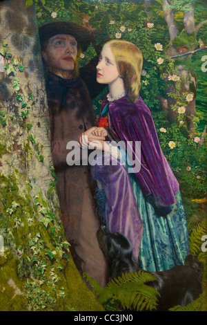 The Long Engagement, Arthur Hughes, 1853-1866, detail, City Art Gallery, Birmingham, England, UK ...