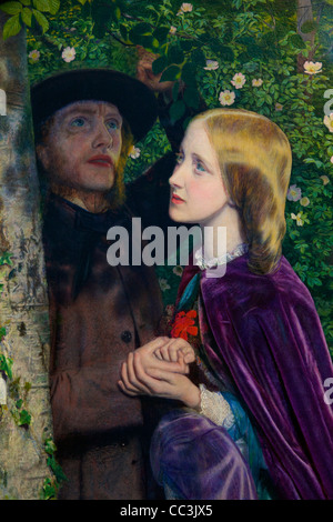 The Long Engagement, Arthur Hughes, 1853-1866, detail, City Art Gallery, Birmingham, England, UK ...