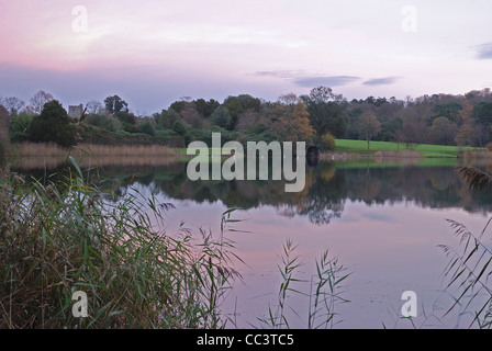Lake at Ashburnham Place. East Sussex. England. View to church Stock ...