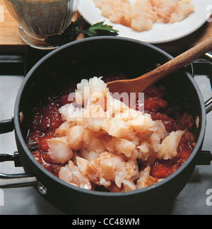 Kitchen: Pan Rice And Hake 1 Stock Photo - Alamy