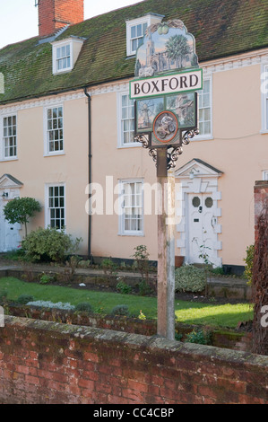 Boxford Village Sign, Suffolk, England Stock Photo - Alamy