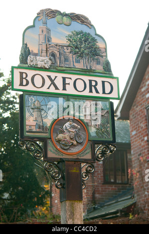 Boxford Village Sign, Suffolk, England Stock Photo - Alamy