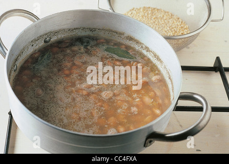 Cuisine: Barley Soup, Fish And Beans (4 Stock Photo - Alamy