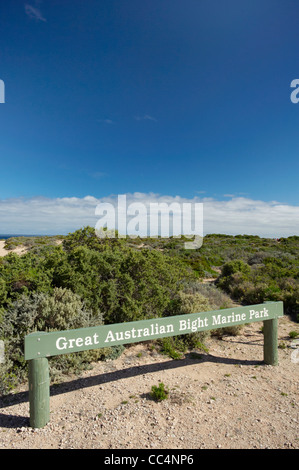 Sign for the Great Australian Bight Marine Park, Nullarbor, South ...