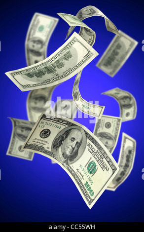 Falling Money $100 Bills Stock Photo - Alamy