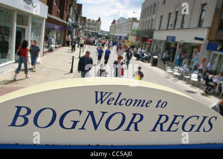 General views of Bognor Regis town centre and promotional flags, West ...