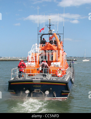 RNLI Severn class lifeboat moored in Weymouth Harbour. The Severn Stock ...
