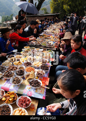 Food of Long Street Banquet, Yuanyang, Honghe, Yunnan , China Stock ...