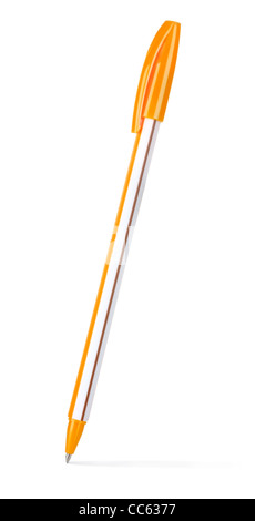 Orange ballpoint pen on white Stock Photo - Alamy