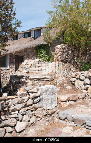 Peru, Lake Titicaca. Suasi Island Lodge in Titicaca National Reserve ...