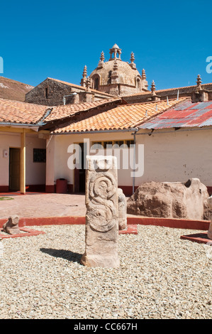 Peru, Pukara. Inca stele at the Archeological Museum near Lake Titicaca ...