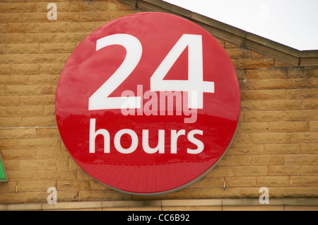 24 Hour shop opening sign, Asda Store, Leckwith, Cardiff, Wales Stock ...