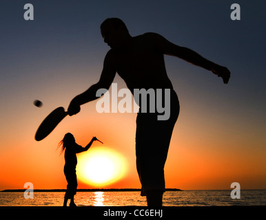 Playing Matkot ( paddle ball ) on the beach in Tel-Aviv, Israel Stock ...