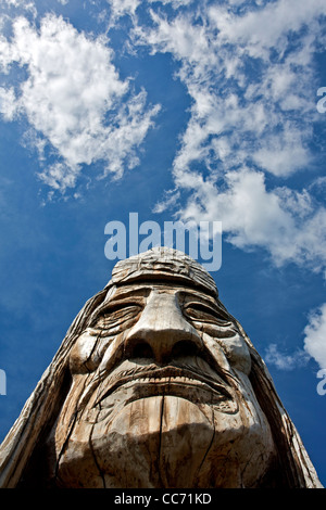 Wood sculpture. Valdez. Alaska. USA Title: Trail of the Whispering ...