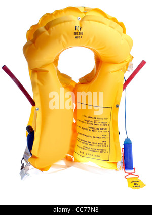 Yellow life vest, for use in airplanes, as emergency equipment ...