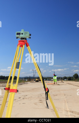 Builder's level - construction site by theodolite level transit Stock ...