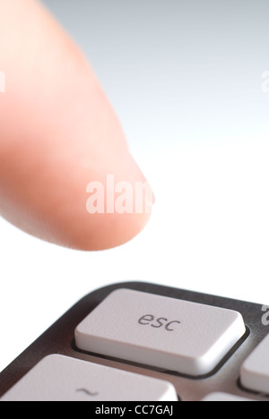 Finger pressing Escape Button Stock Photo - Alamy