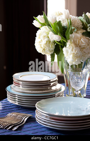 stack of fancy plates Stock Photo - Alamy