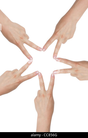 Team work. Human hands joined together Stock Photo - Alamy