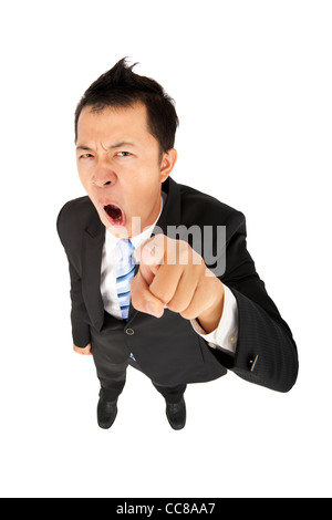 indicating shouting businessman Stock Photo - Alamy