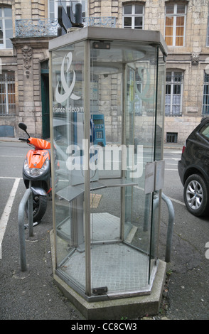 Public Telephone Box France Telecom Company Glass Phone Kiosk Stock ...