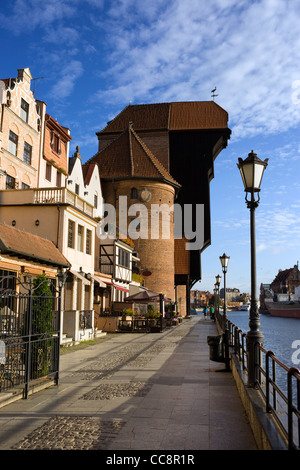 Gdansk, Poland, medieval crane and waterfront tenements reflected in ...