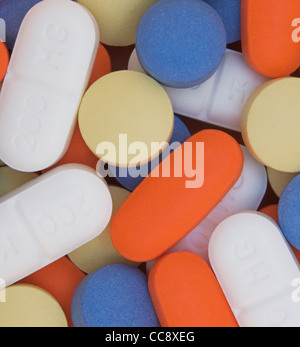 Colored medicine tablets Stock Photo - Alamy