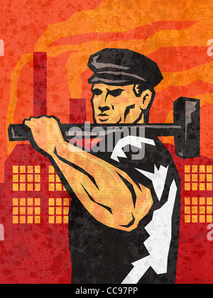 A man holding a sledgehammer over his shoulder Stock Photo: 24202456 ...