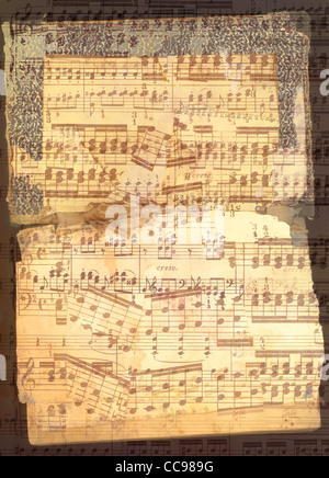 Crumpled sheet of paper with musical notes isolated on white Stock ...