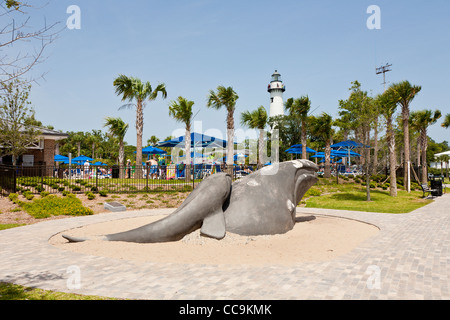 Neptune park includes playground equipment and a statue of a whale for ...