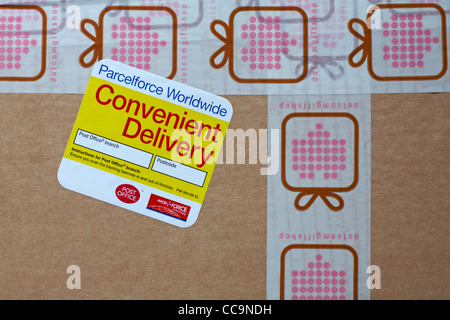 Parcelforce Worldwide Convenient Delivery sticker on parcel Stock Photo ...