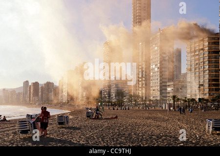 Fire has broken out in a penthouse of a building on Playa Levante beach ...