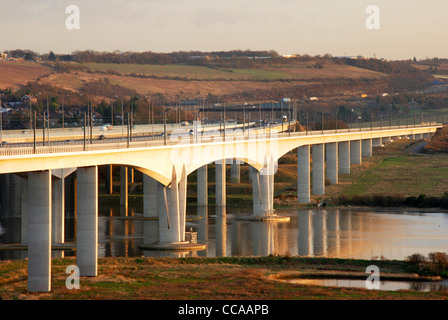 Medway high speed rail bridge - Eurostar TGV passing, Kent, UK Stock ...