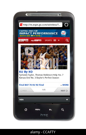 Looking at the ESPN sports website on an HTC smartphone Stock Photo - Alamy