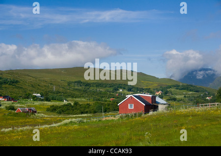 Norway, Nordland, Lofoten Archipelago, Gravdal area. Coastal village ...