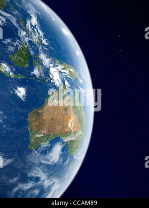 Australia from space. Planet Earth with country borders and extremely ...