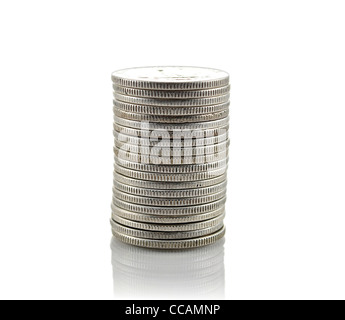 Stack of coins on white background Stock Photo - Alamy