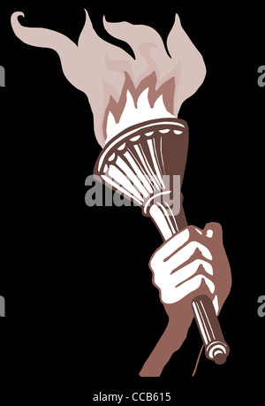 drawing of the torchlight in hand of the person Stock Photo - Alamy