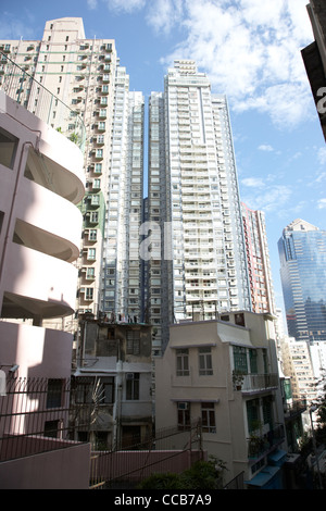Tightly-packed high-rise apartment buildings are typical of the urban ...