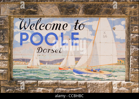 Tiled Welcome to Poole sign Poole Dorset England Stock Photo - Alamy