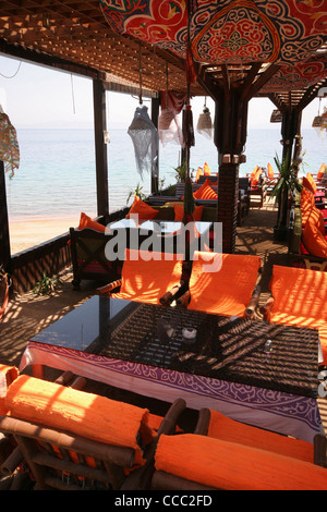 Egypt, Dahab a tipical modern berber lounge bar on the beach Stock ...