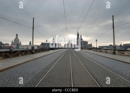 Augustus Bridge in Dresden, Germany, is a historic stone bridge ...