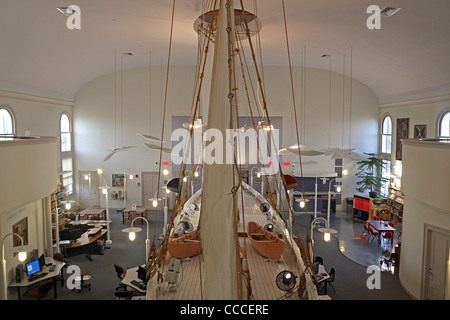 A half-scale model of the Rose Dorothea schooner, inside Provincetown ...