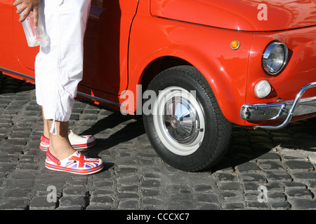 man wearing union jack shoes sandals crocs in street abroad Stock Photo ...