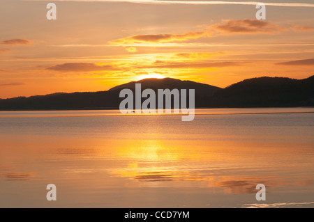 Sunset on Loch Shira nr Inveraray Argyll & Bute Scotland Stock Photo ...